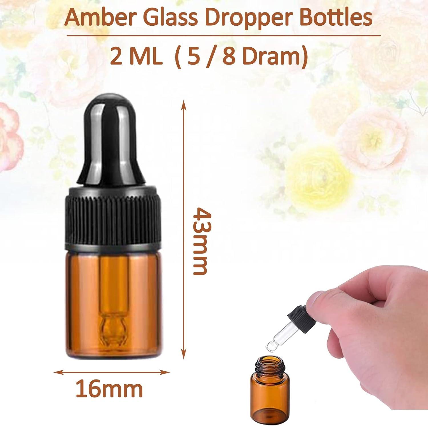 Alledomain 24Pcs 2Ml Amber Glass Sample Dropper Bottles Empty Mini ...