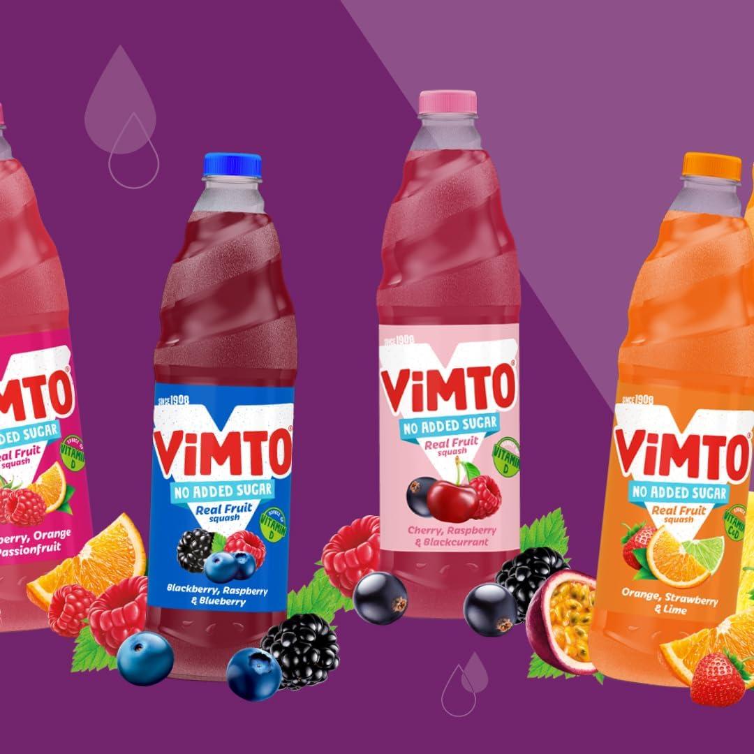 Vimto Real Fruit Squash Original No Added Sugar Mixed Fruit Juice Cordial Drink Blackcurrant ...