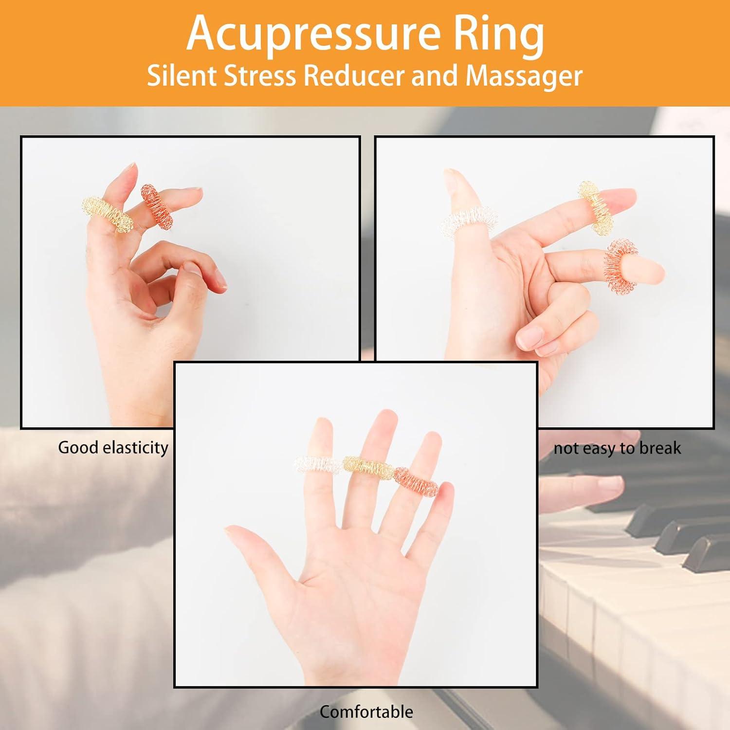 12-Piece Acupressure Ring Set for Stress Relief | Finger Massage Rings ...