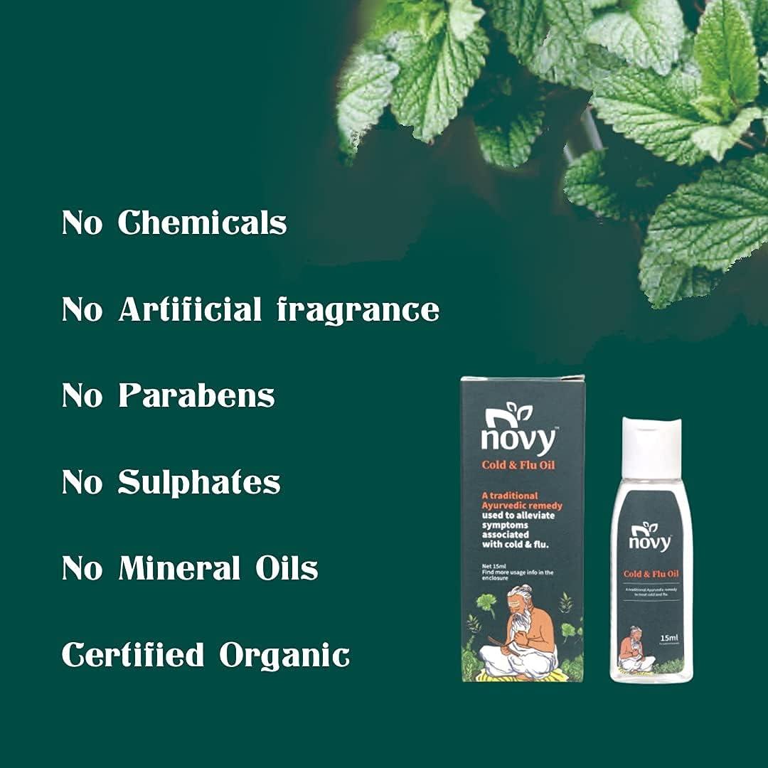 Novy Cold & Flu Instant Relief Oil | 100% Natural | Indian Ayurvedic ...