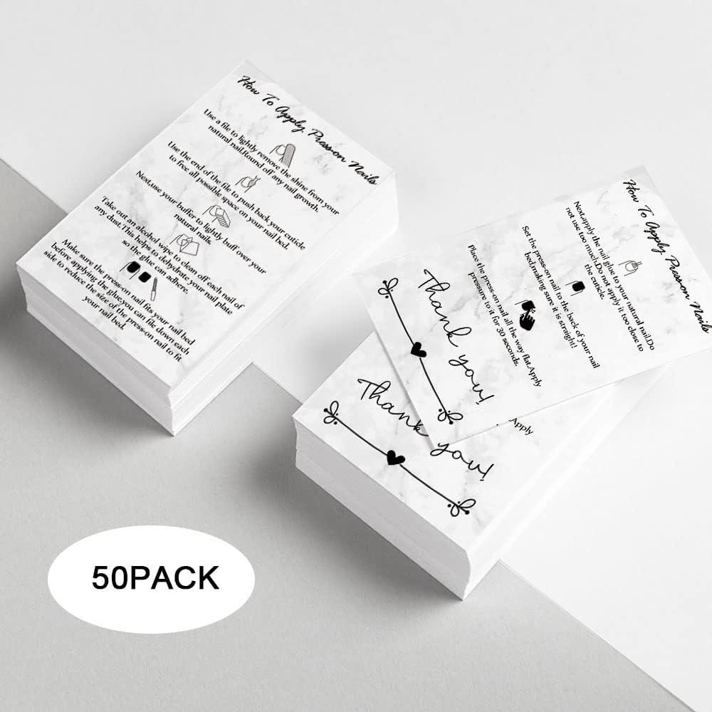 Press-On Nail Application Instructions Cards Aftercare Instructions ...