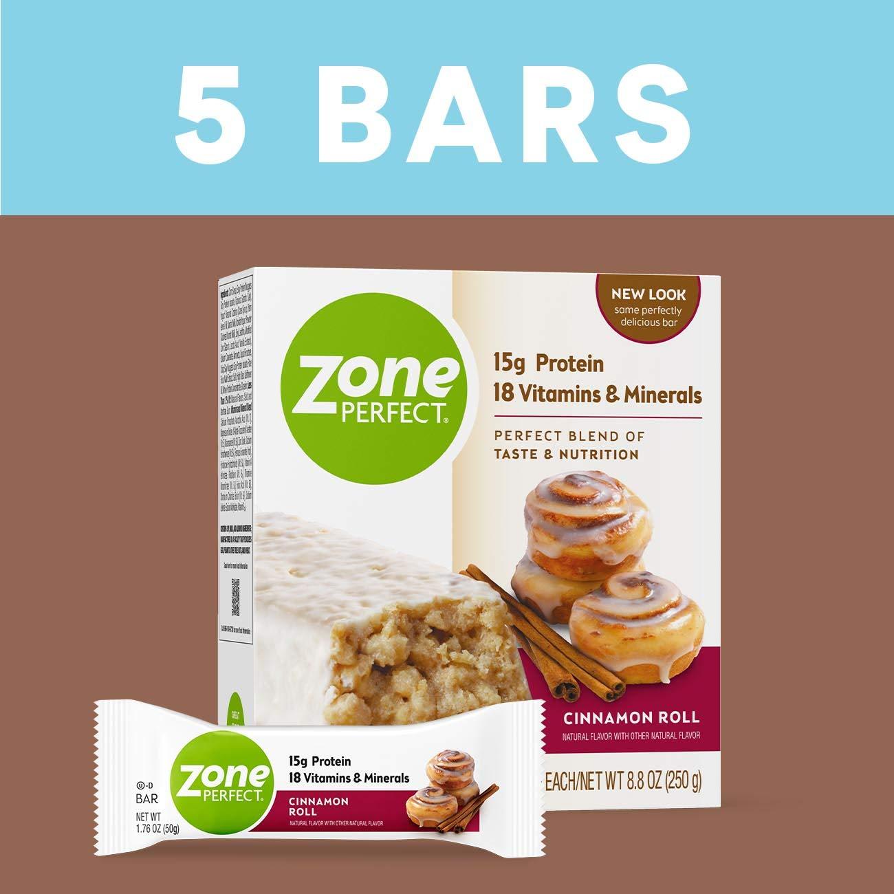 ZonePerfect Protein Bars - Cinnamon Roll Flavor | 15g Protein, 18 ...