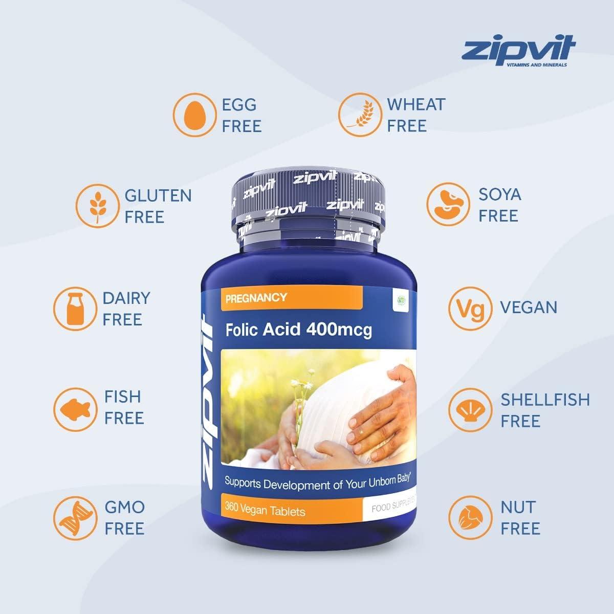 400mcg Folic Acid Folate (Vitamin B9) 360 Vegan Tablets | Prenatal ...