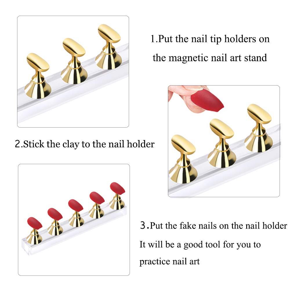 Acrylic Nail Display Stand Kit with Magnetic Practice Stands - Golden ...