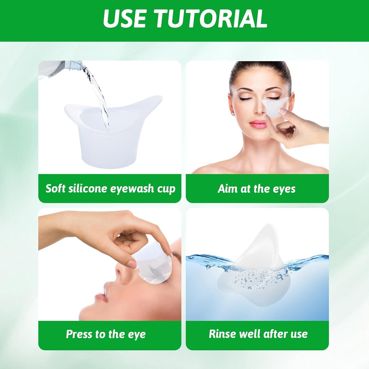Silicone Eye Wash Cup 8ml - Set of 4 Non-Sterile Eye Flush Cups for ...
