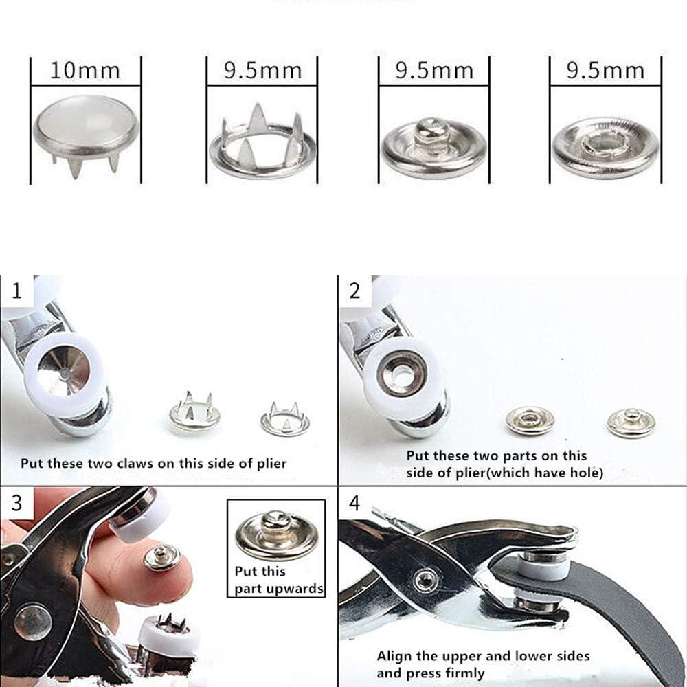 10mm Pearl Snaps Fasteners Kit - Set of 50 Prong Ring Snaps for Western ...