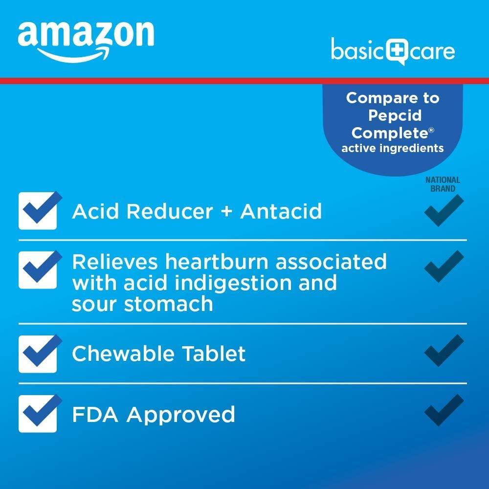 Amazon Basic Care Dual Action Chewable Acid Reducer & Antacid Tablets ...