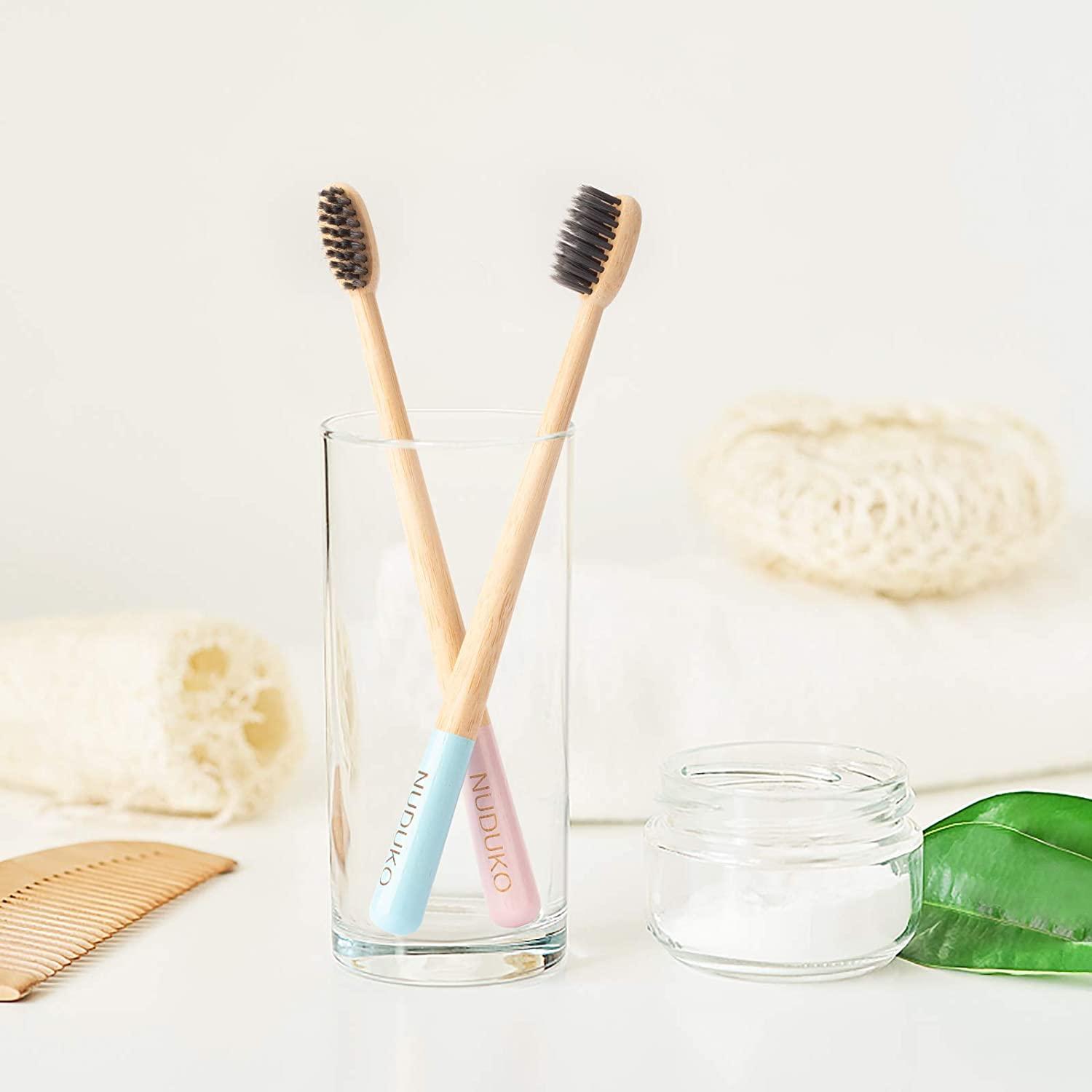 Biodegradable Bamboo Charcoal Toothbrushes - 6 Pack | Soft Bristle, Eco ...