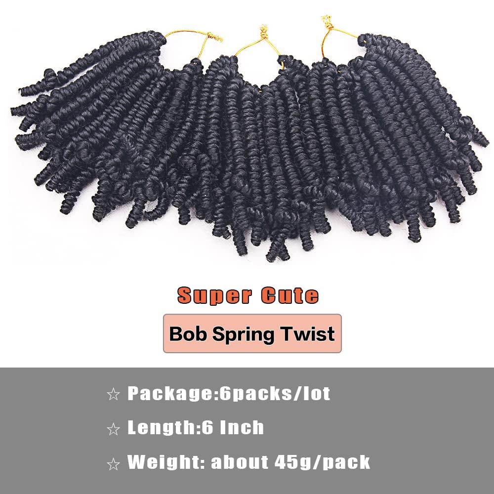 6 Inch Pre-twisted Passion Twist Crochet Hair Bob 6 Packs - 20 Strands ...
