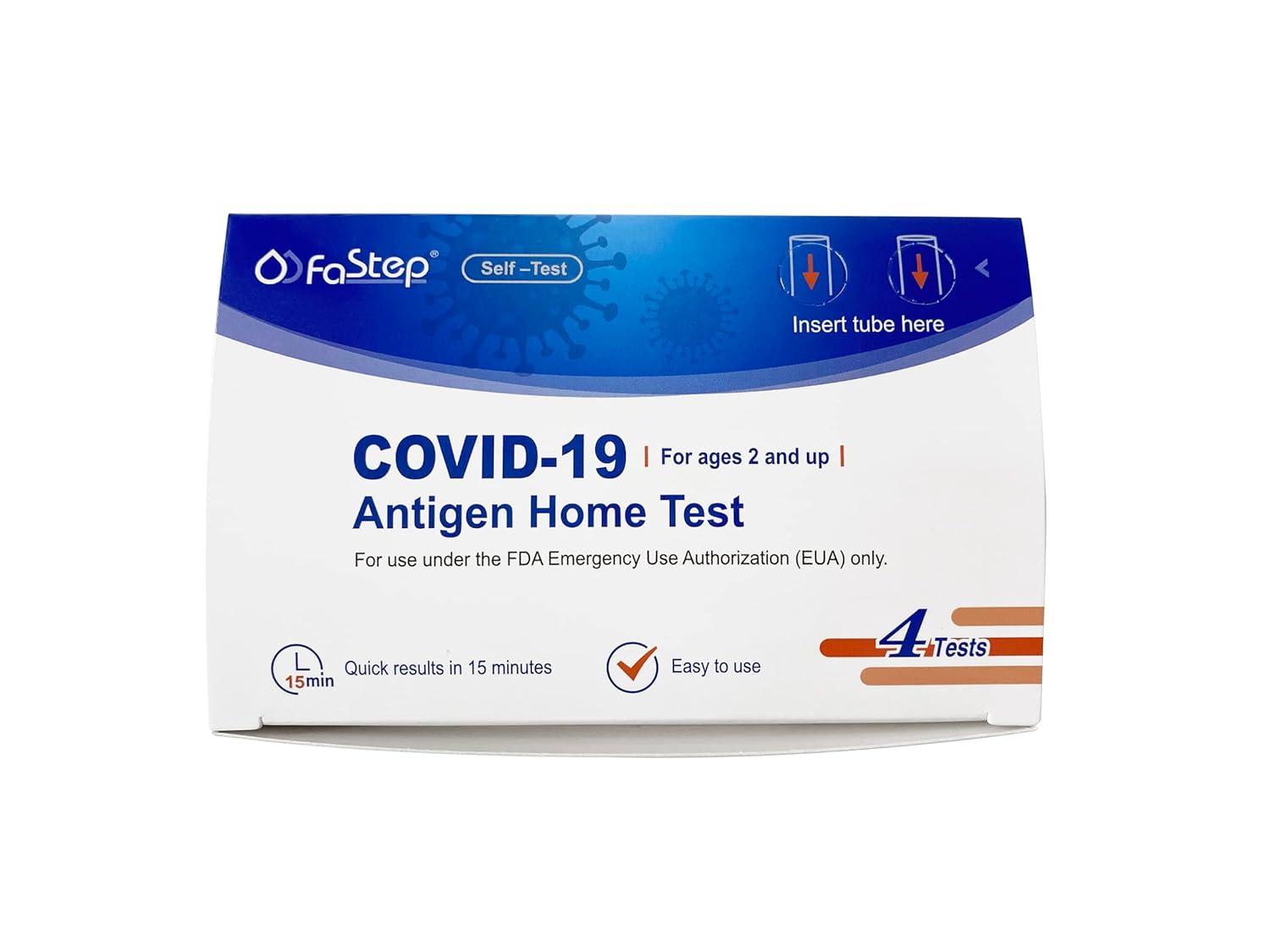 FaStep Rapid COVID-19 Antigen Home Test - 1 Pack (4 Tests) | Results in ...