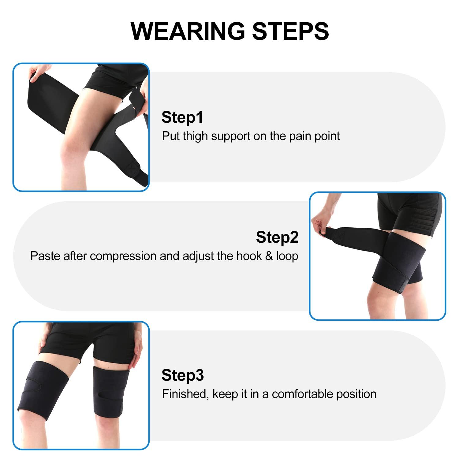 Adjustable Neoprene Thigh Wraps for Hamstring Support - Black M - Ideal ...