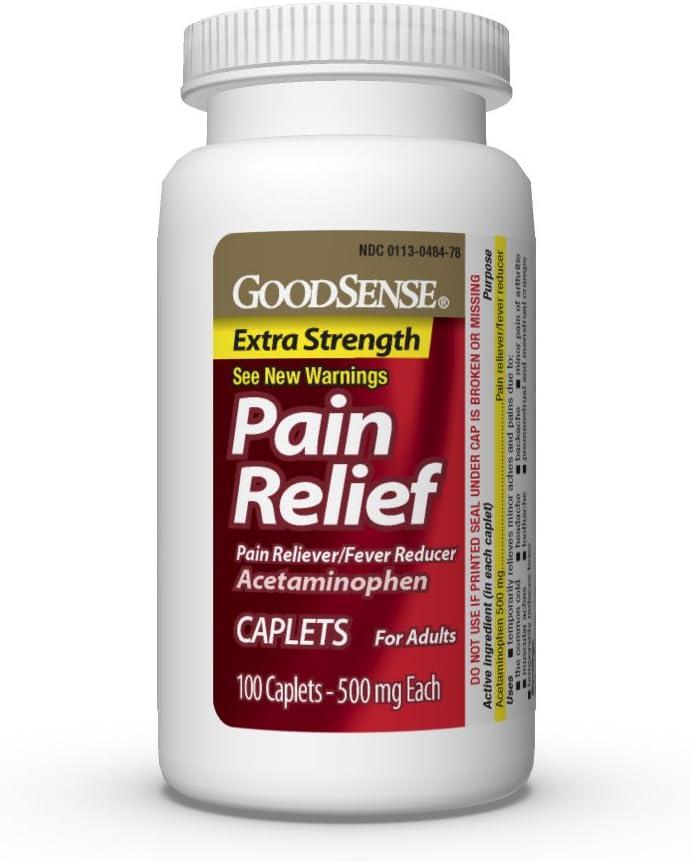 GoodSense Extra Strength Pain Relief - 500 mg Acetaminophen Caplets 100 ...