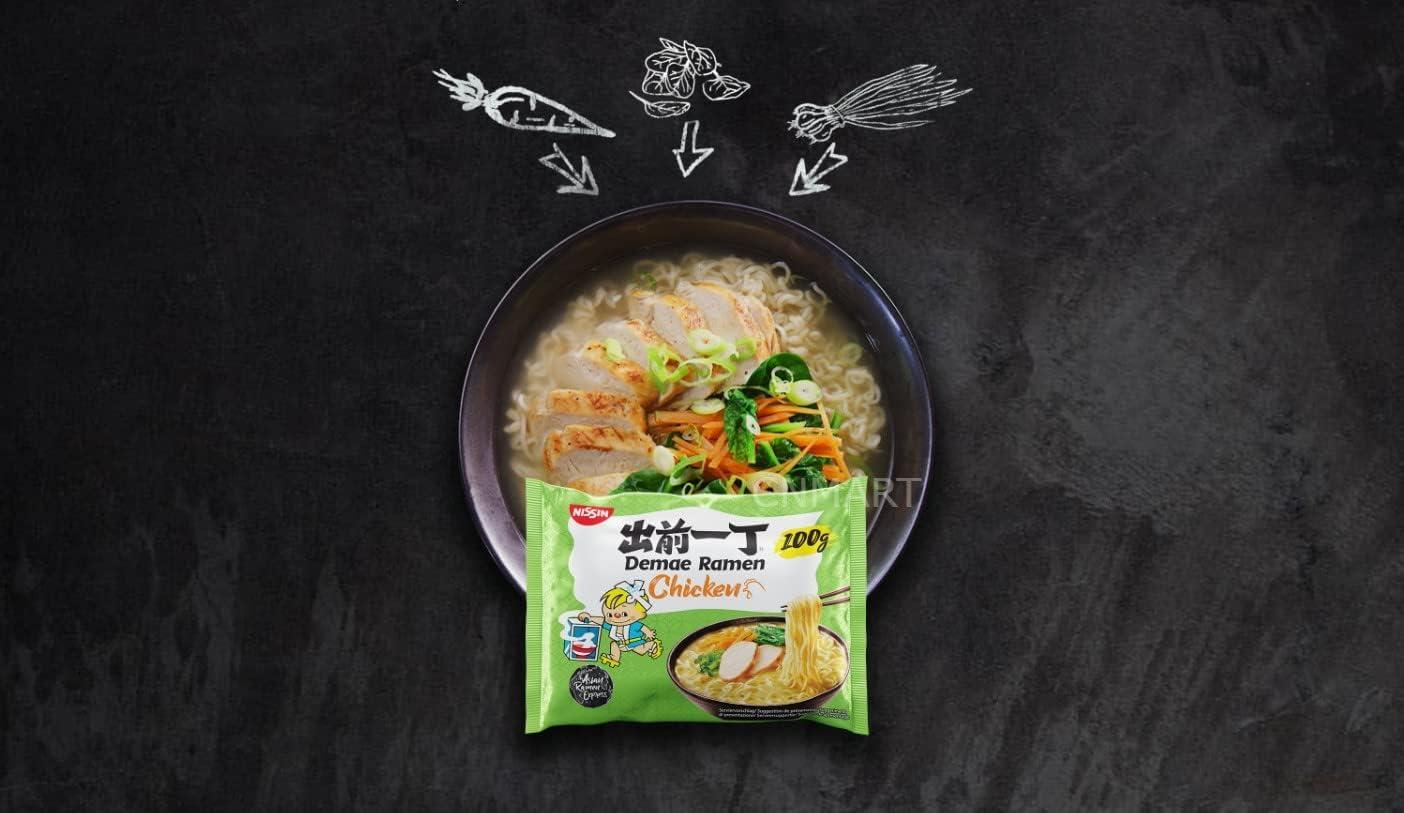 NISSIN Chicken Flavour Demae Ramen Instant Noodles 100g (Pack of 30) by ...