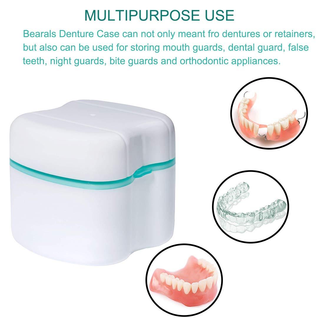 Denture Case with Lid and Basket - Denture Cup for Soaking and Cleaning ...