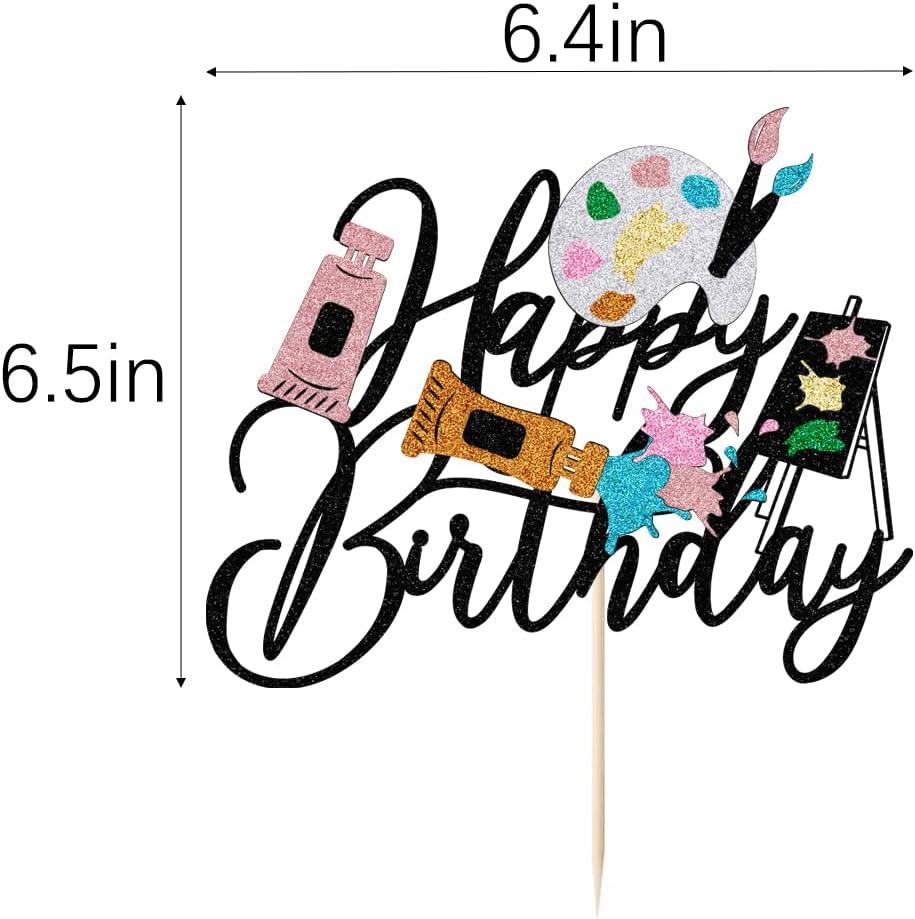 LVEUD Happy Birthday Cake Topper Painting Theme Artist Happy Birthday ...
