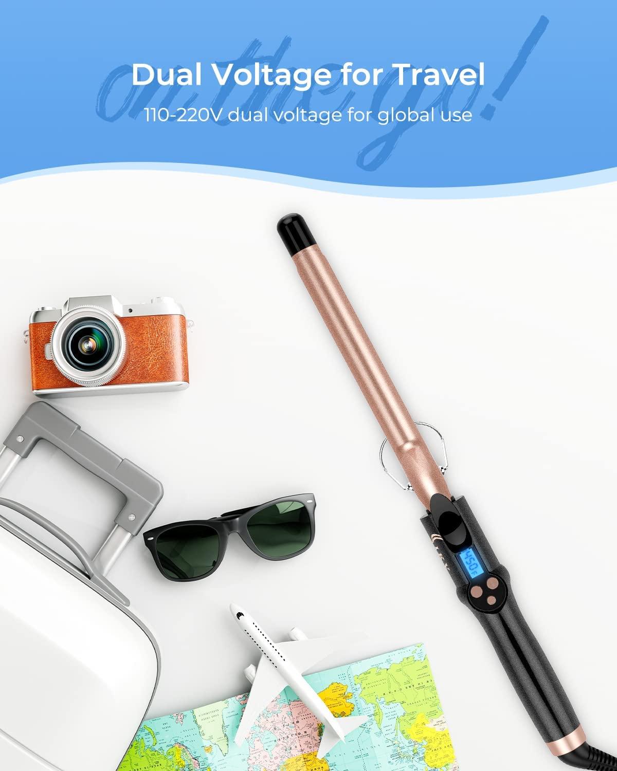 Extra Long Barrel 3/4 Inch Curling Iron - Ceramic Tourmaline Wand for Professional Results ...