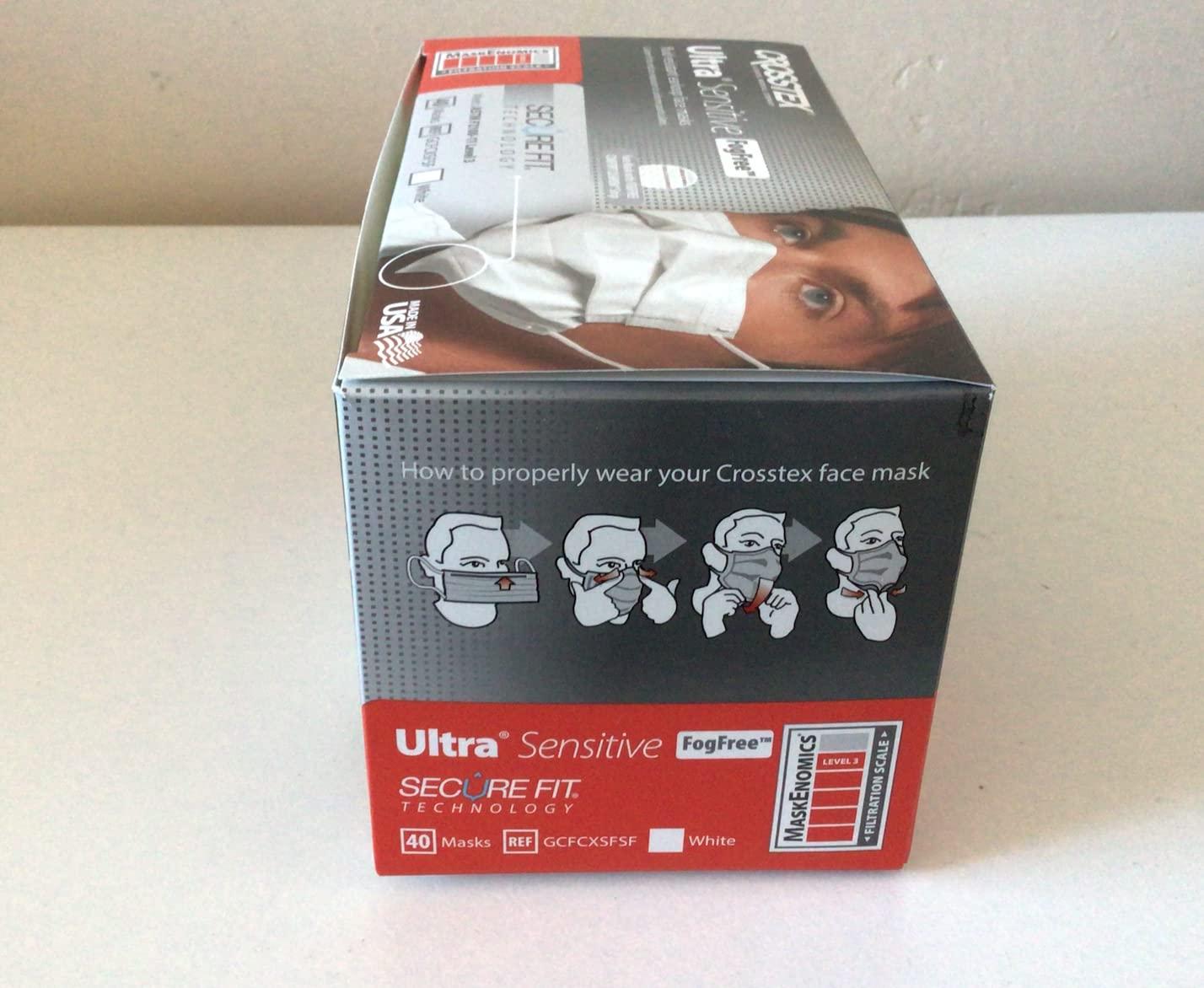 Crosstex Ultra No Fog Earloop Facemasks 40/Box - Anti-Fog Protection ...