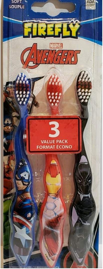 Firefly Avengers Toothbrush Pack (3) - Travel Dental Set with Iron Man ...