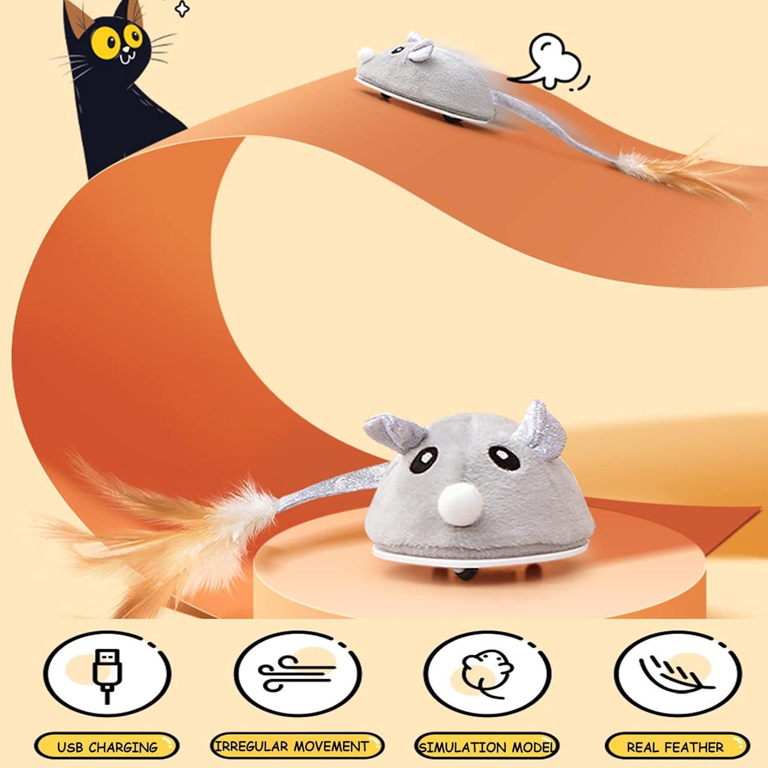 Interactive Cat Toy Lifelike Automatic Moving Mouse Cat Toy with Furry ...
