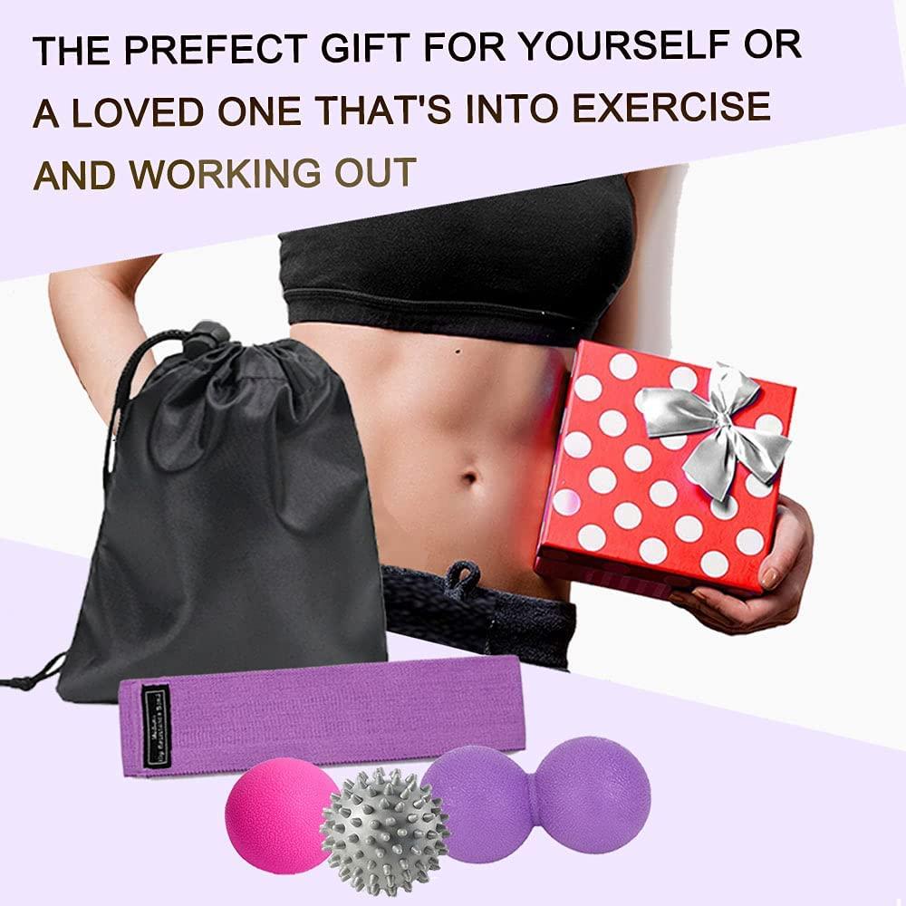 Pack of 3 Massage Balls Set with 1 Resistance Band, Spiky, Lacrosse ...
