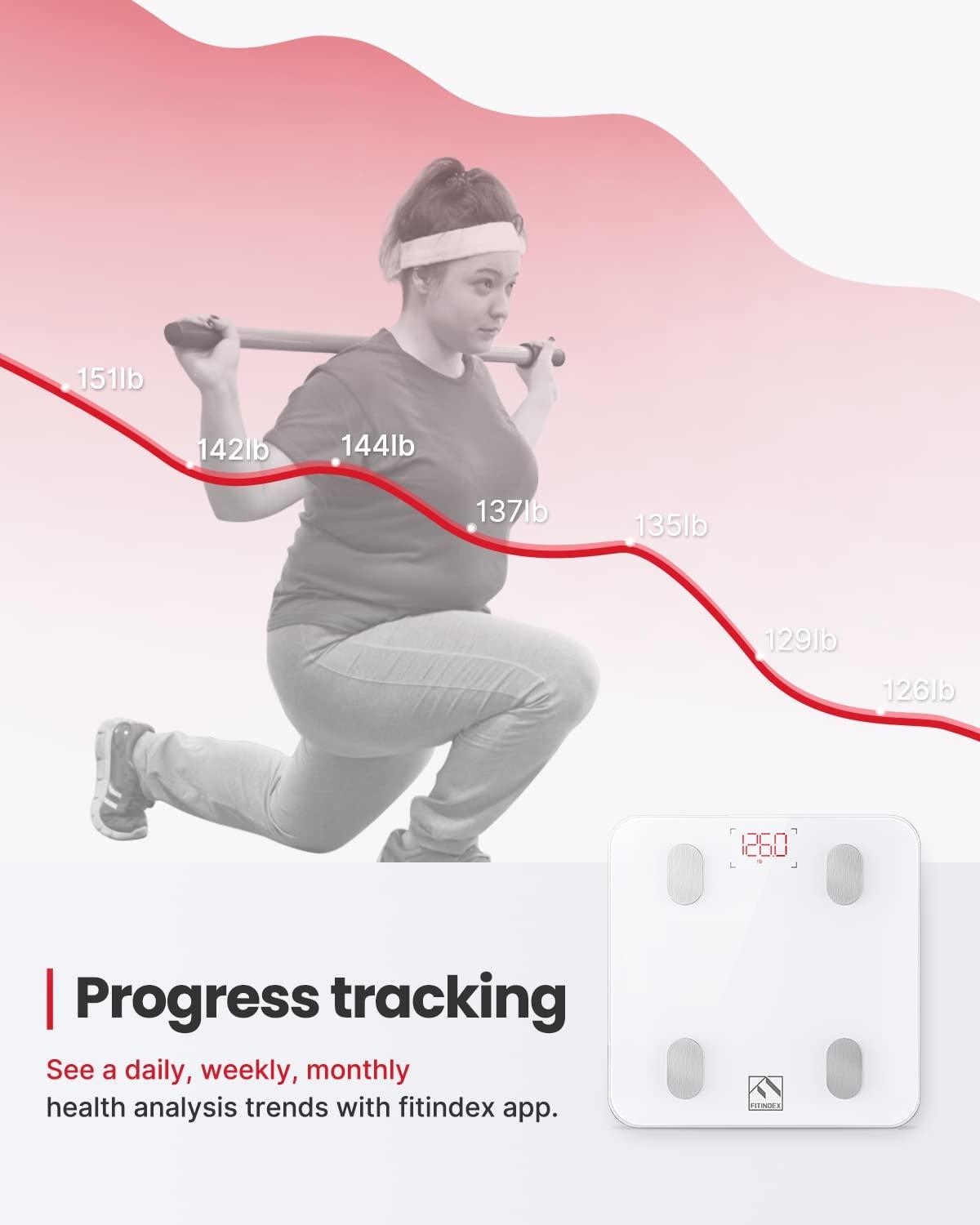 FITINDEX Smart Scale - Digital Bathroom Scale for Body Weight, Body Fat ...