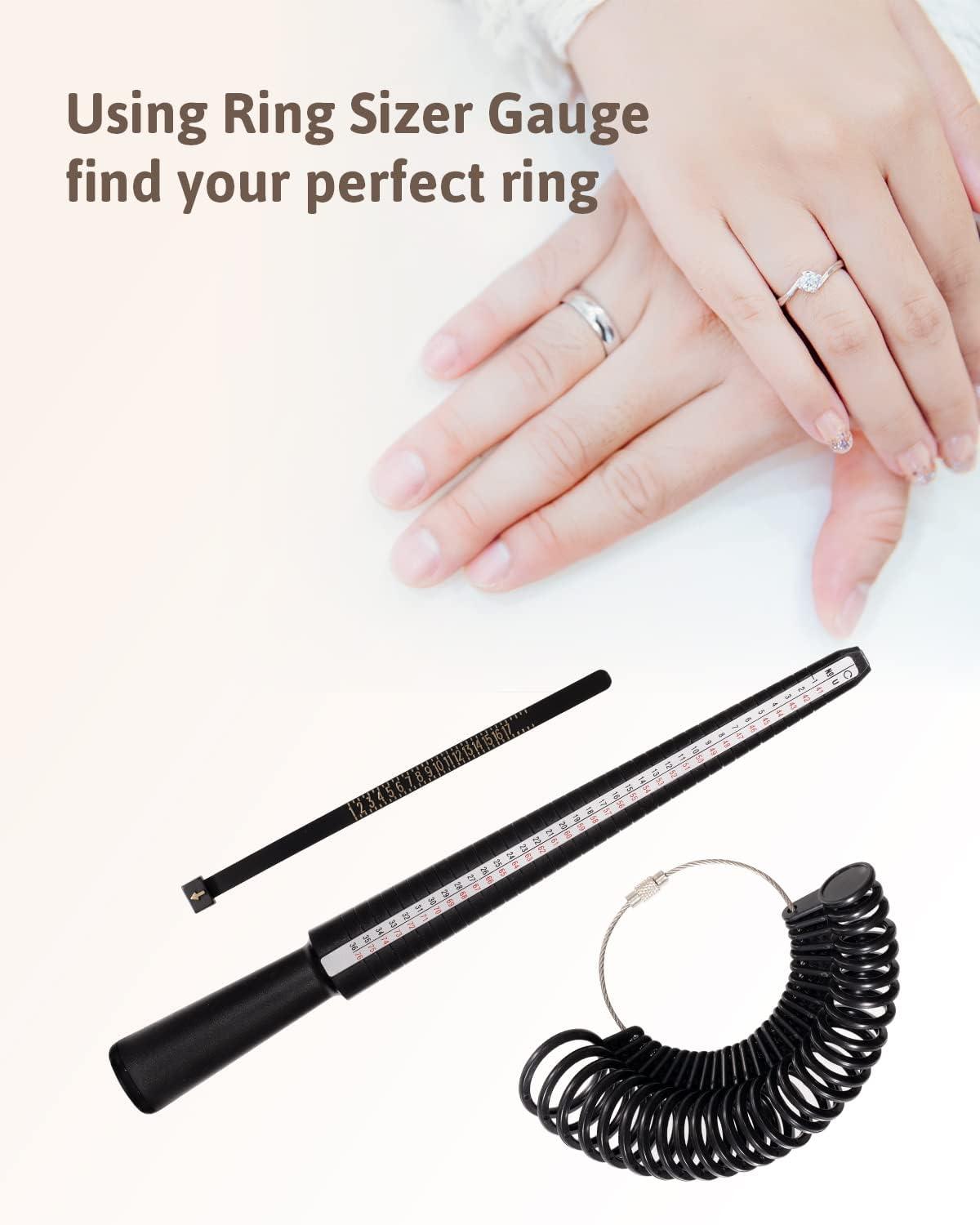 Meowoo Ring Sizer Set - Jewelry Measuring Tool Kit with Black Ring ...