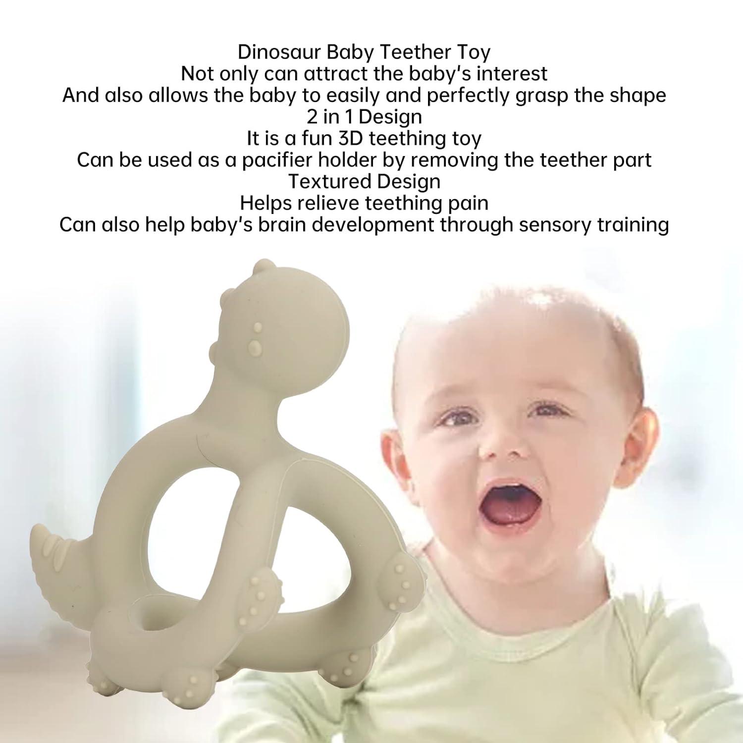 3D Dinosaur Shape Baby Teether Toy for Infant Teething - Silicone ...