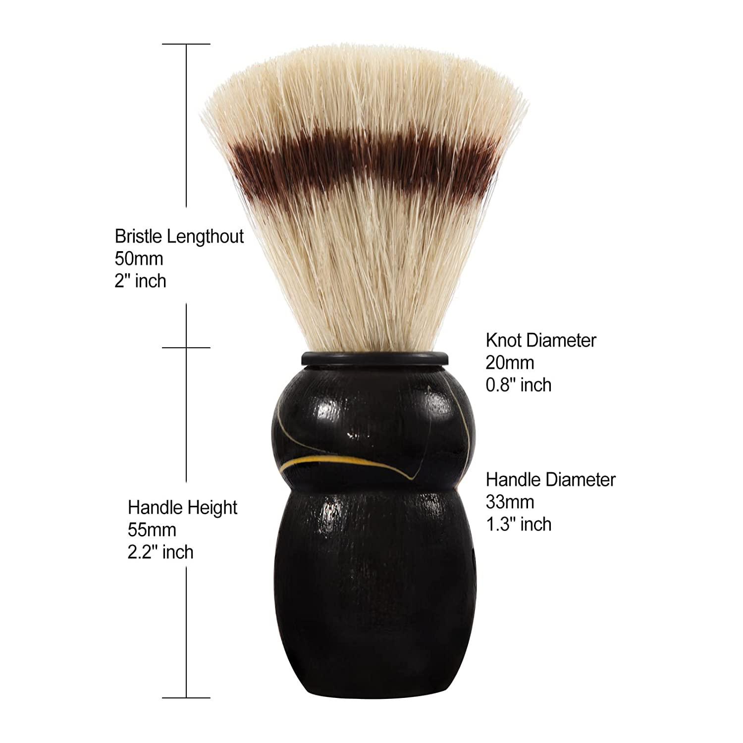 Genixart Pure Horsehair Shaving Brush with Black Wooden Handle ...