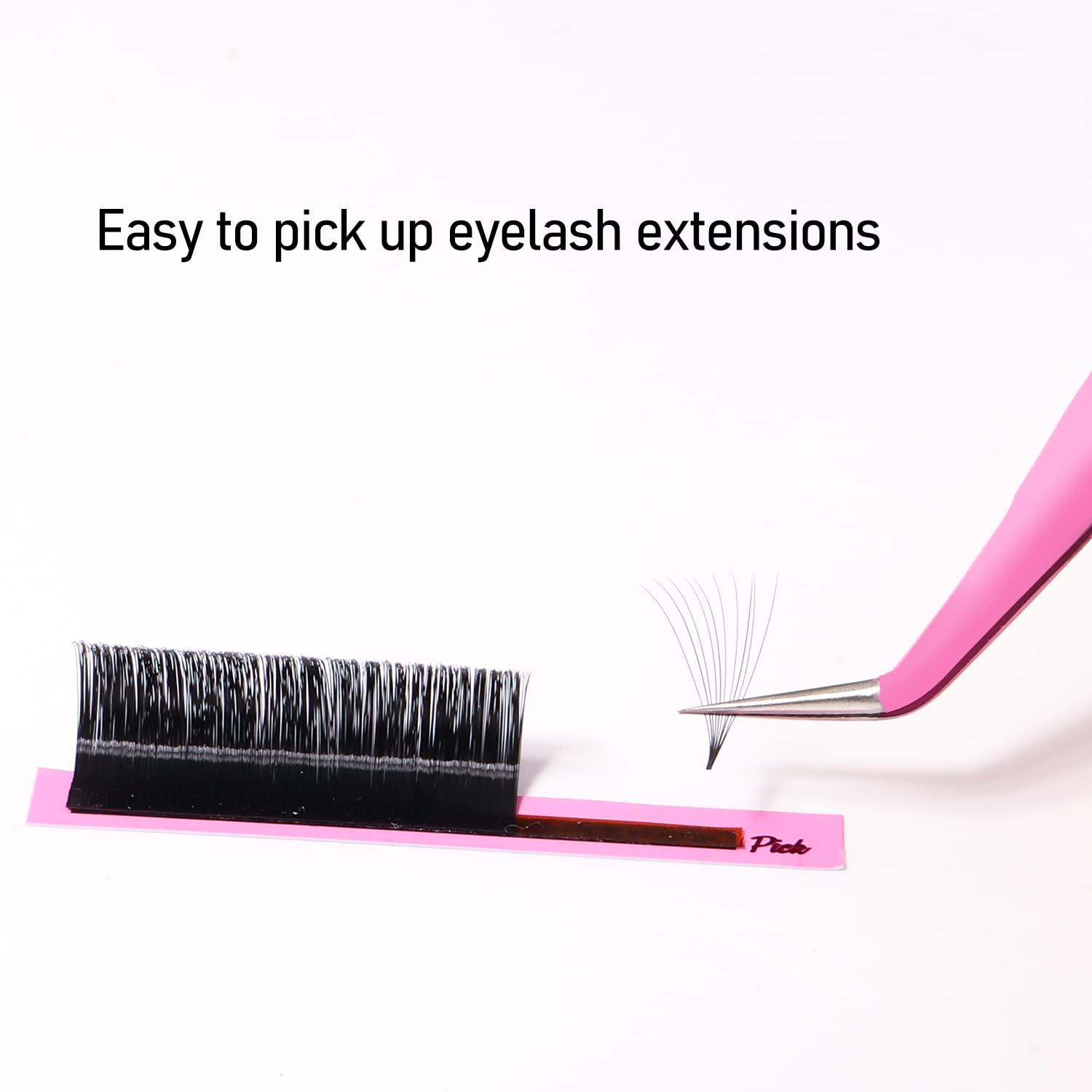 VEYES INC Pink Beginner Lash Tweezers Set - Straight & Curved Pointed ...