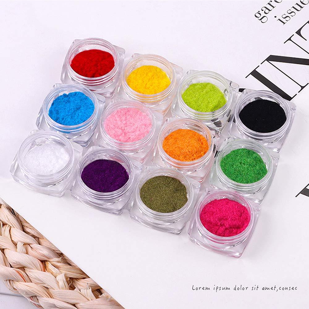 Rantoloys 12 Color Velvet Flocking Powder Set - Nail Art Glitter Polish ...
