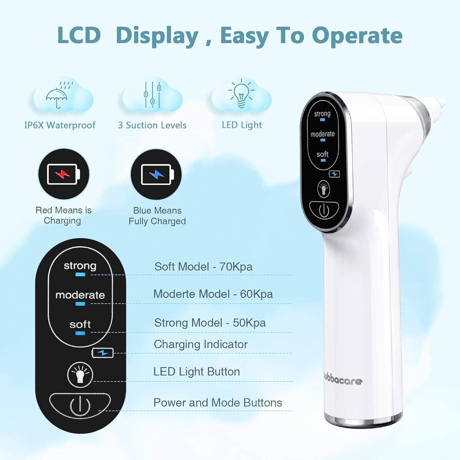 Electric Baby Nasal Aspirator & Ear Wax Remover | 3 Suction Levels ...