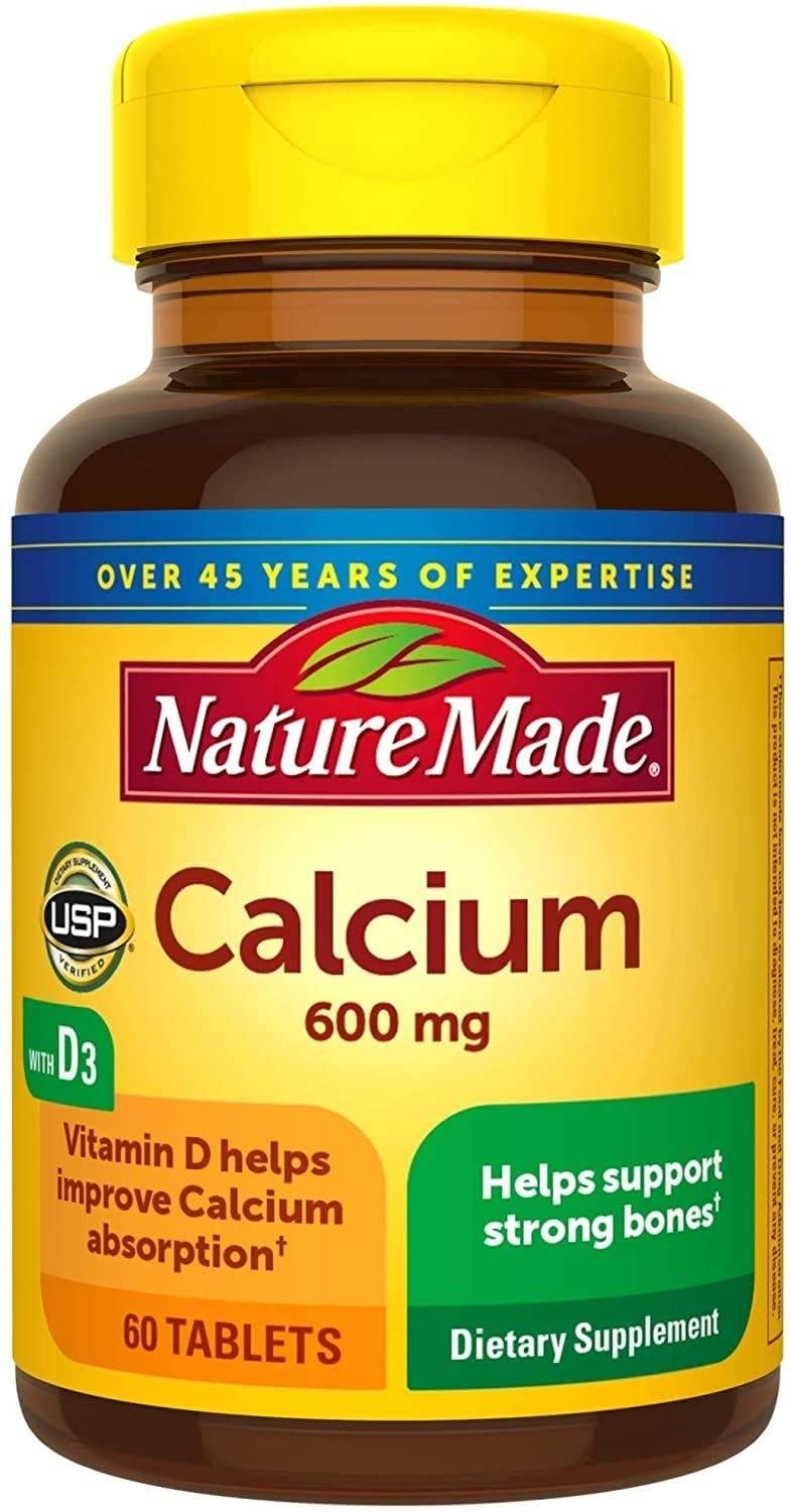 Nature Made Calcium + Vitamin D3 600mg - 60 Tablets | Bone Health ...