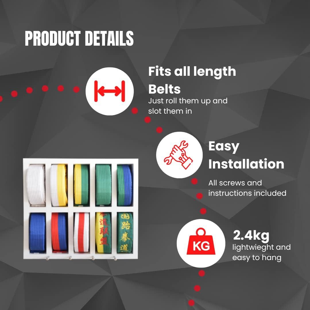 UpRise Designs Personalized Karate Belt Display Rack - 10 Belt Capacity ...