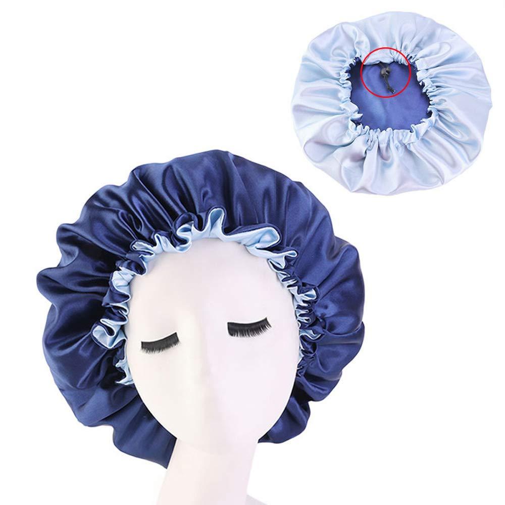 LERTREE 3PCS Elastic Women Stain Night Sleep Cap Hair Bonnet Hat Shower ...