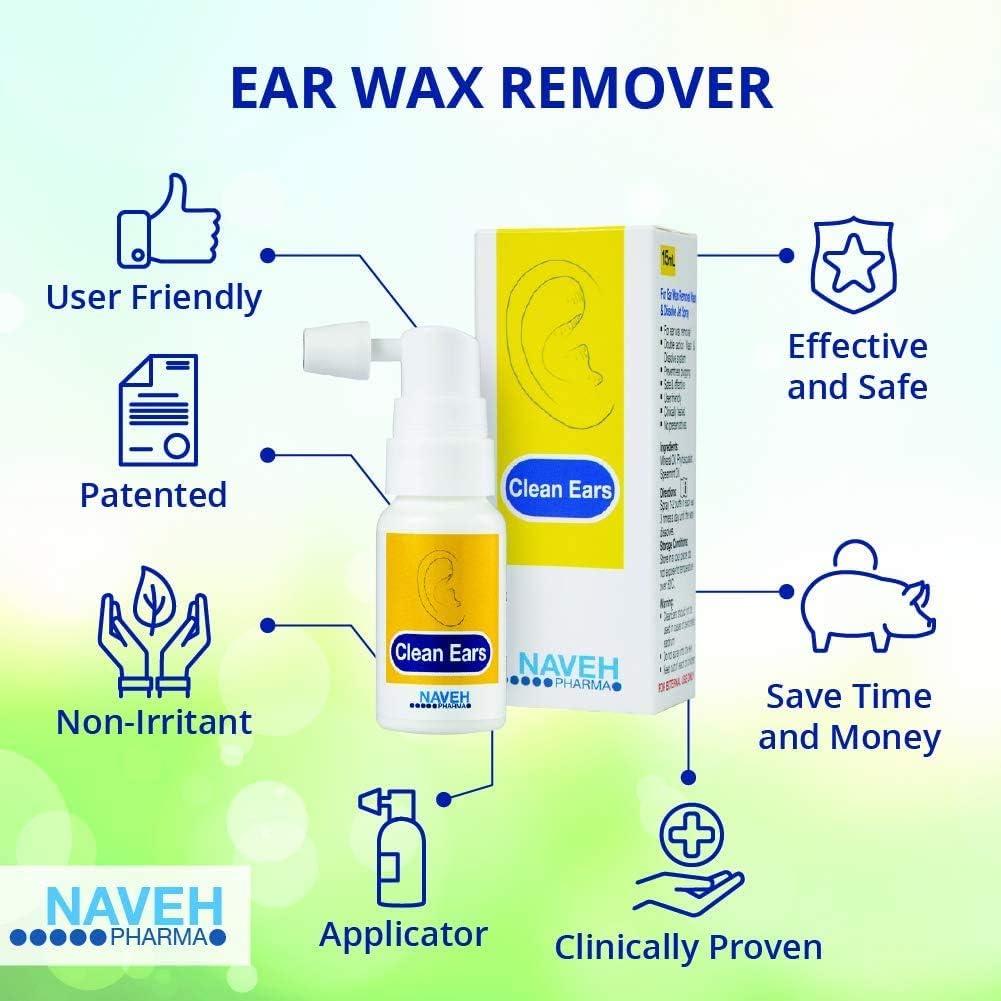 Naveh Pharma CleanEars Earwax Removal Spray + Otic Guard Ear Infection ...