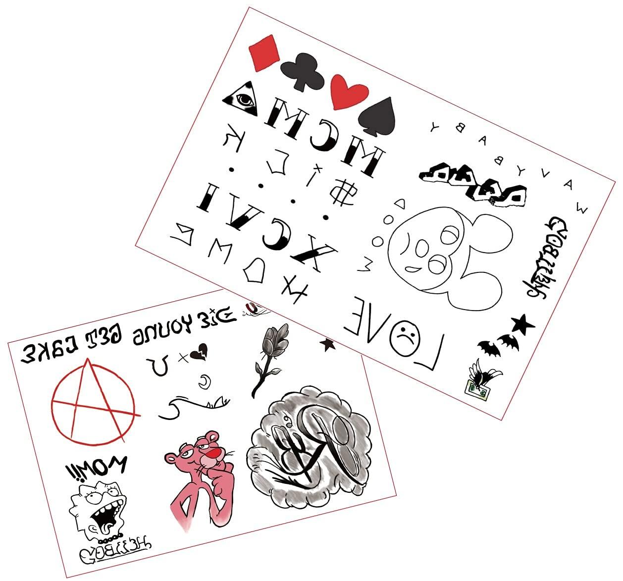 Lil Peep Face Tattoo Set Halloween Costume Temporary Tattoos For Skin Safe Fun