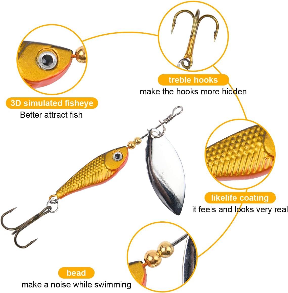 Shop Vicloon Spinner Blinker Set - 16 Premium Fishing Baits with ...