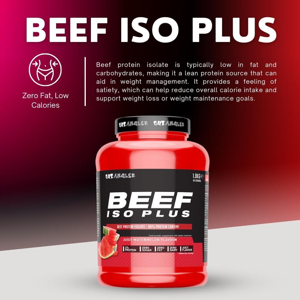 OUT ANGLED Beef Iso Plus Zero Fat 90% Beef Protein Isolate 1.8kg (Juicy ...