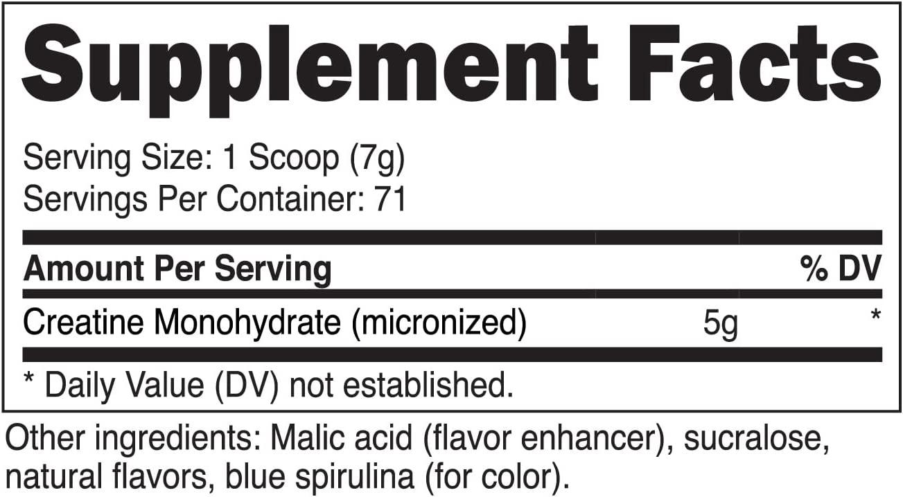 Nutricost Creatine Monohydrate Powder - Blue Raspberry 1.1lb (Pack of 1 ...