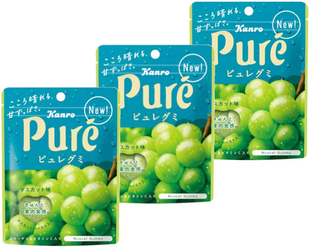 Kanro Pure Gummy Muscat Flavor 3pcs Japanese Gummy Candy