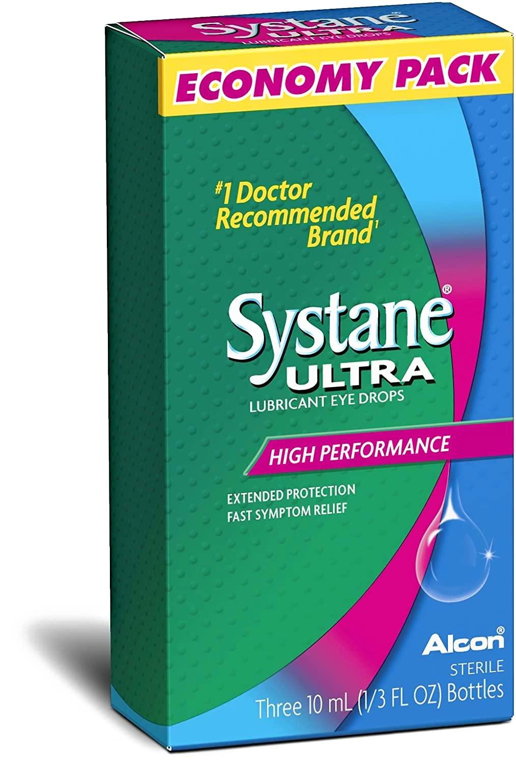 Systane Ultra Lubricant Eye Drops 0.33 fl oz (10 mL) - Pack of 3 ...