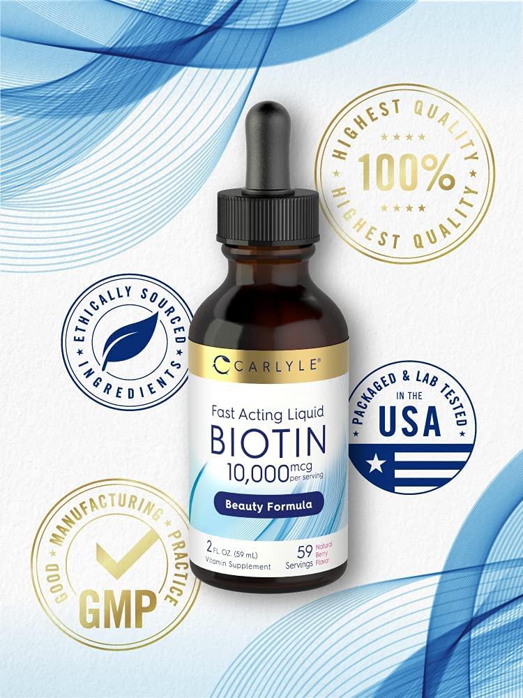 Carlyle Liquid Biotin 10000mcg 2 oz | Extra Strength Gel Drops ...