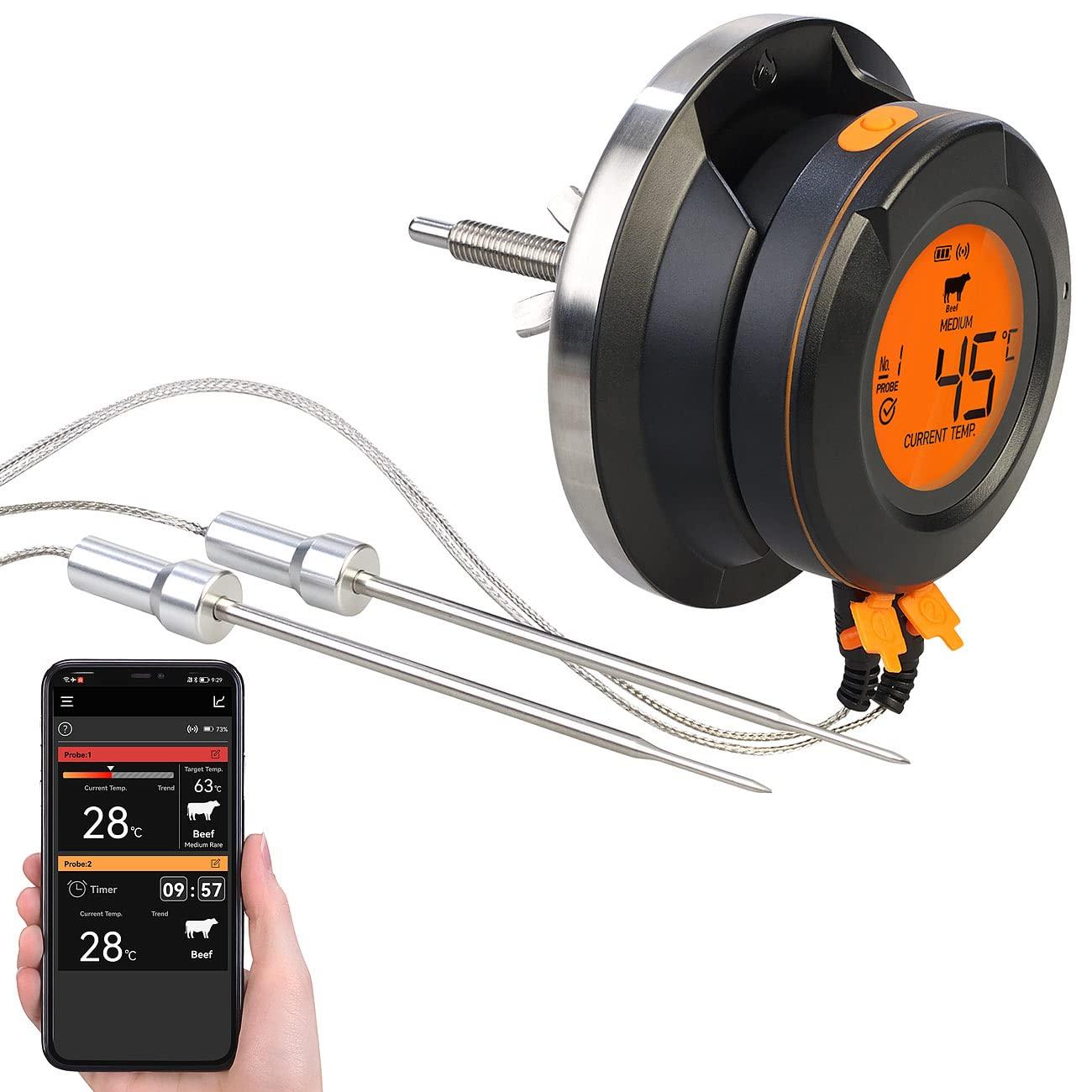 Rosenstein & Sons Smart Digital Grill Thermometer with Bluetooth & 2 ...