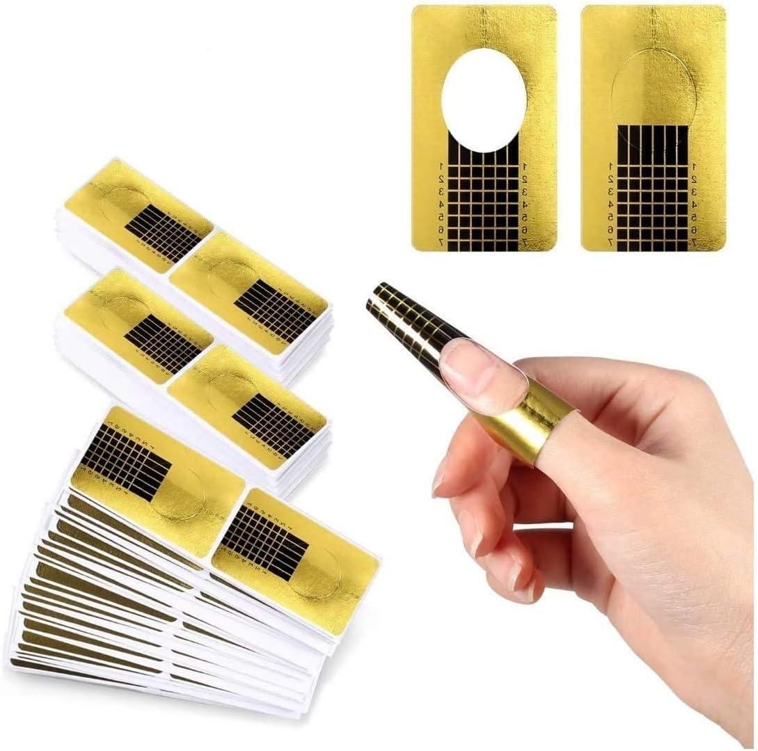 Ailovone Self-Adhesive Golden Nail Template - 200pcs Gel Nail Art ...