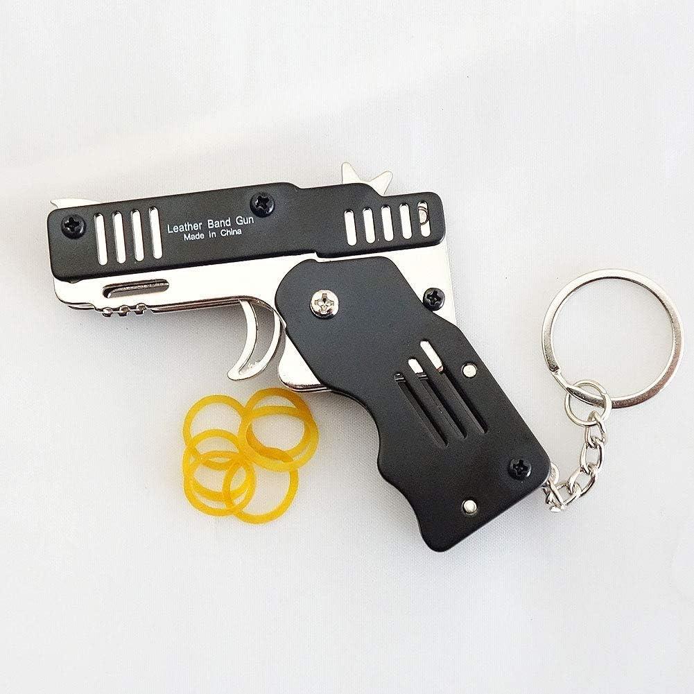 SUNNYHILL Mini Metal 6 Shot Rubber Band Gun with Keychain - Fun Kids ...