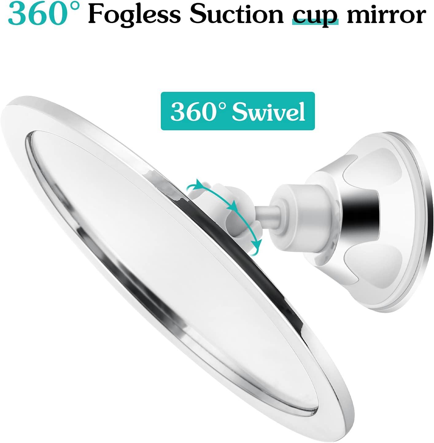 Fogless Shower Mirror with 360 Rotation Suction Cup | Fog-Free Bathroom Makeup/Shave Mirror with ...