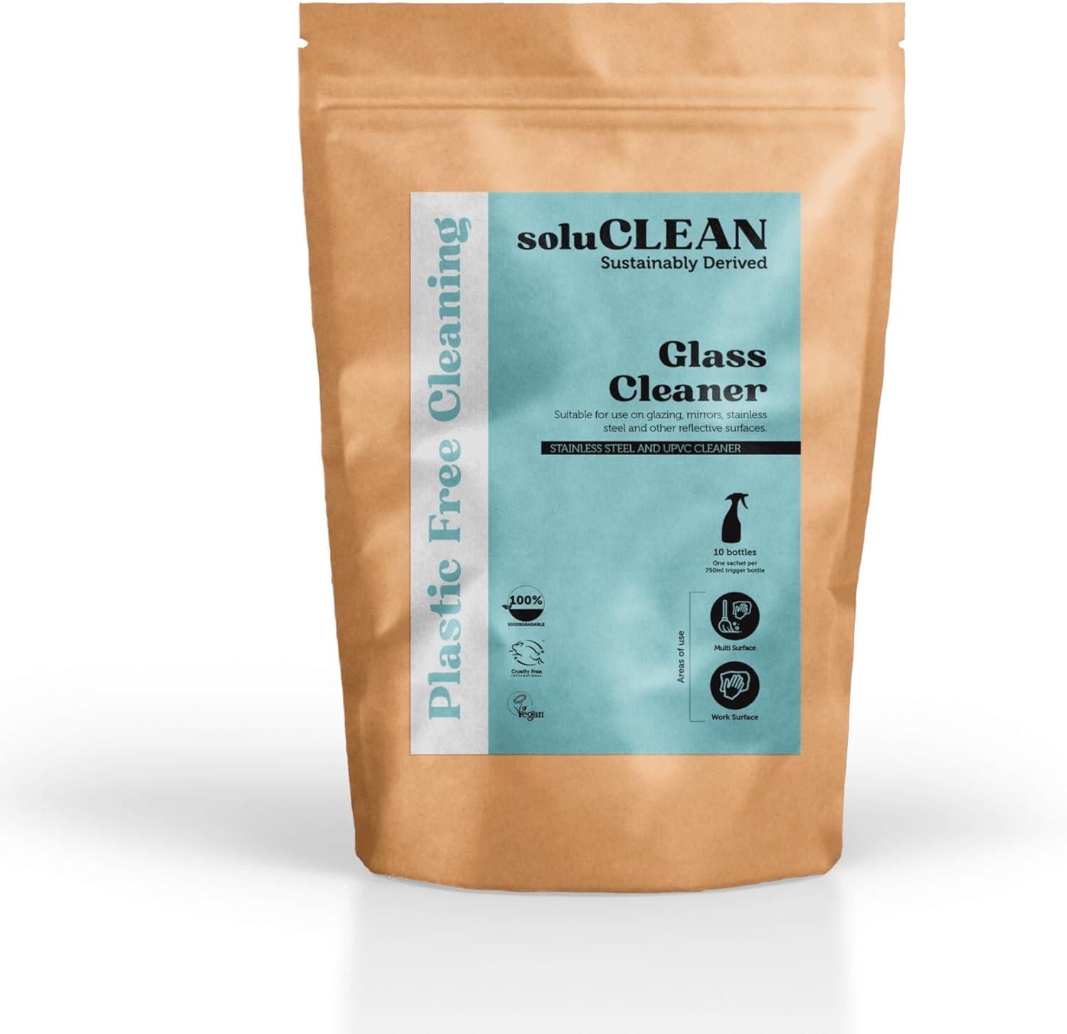Soluclean Starter Kit Glass Cleaner 750ml Reusable Trigger Spray Bottle ...