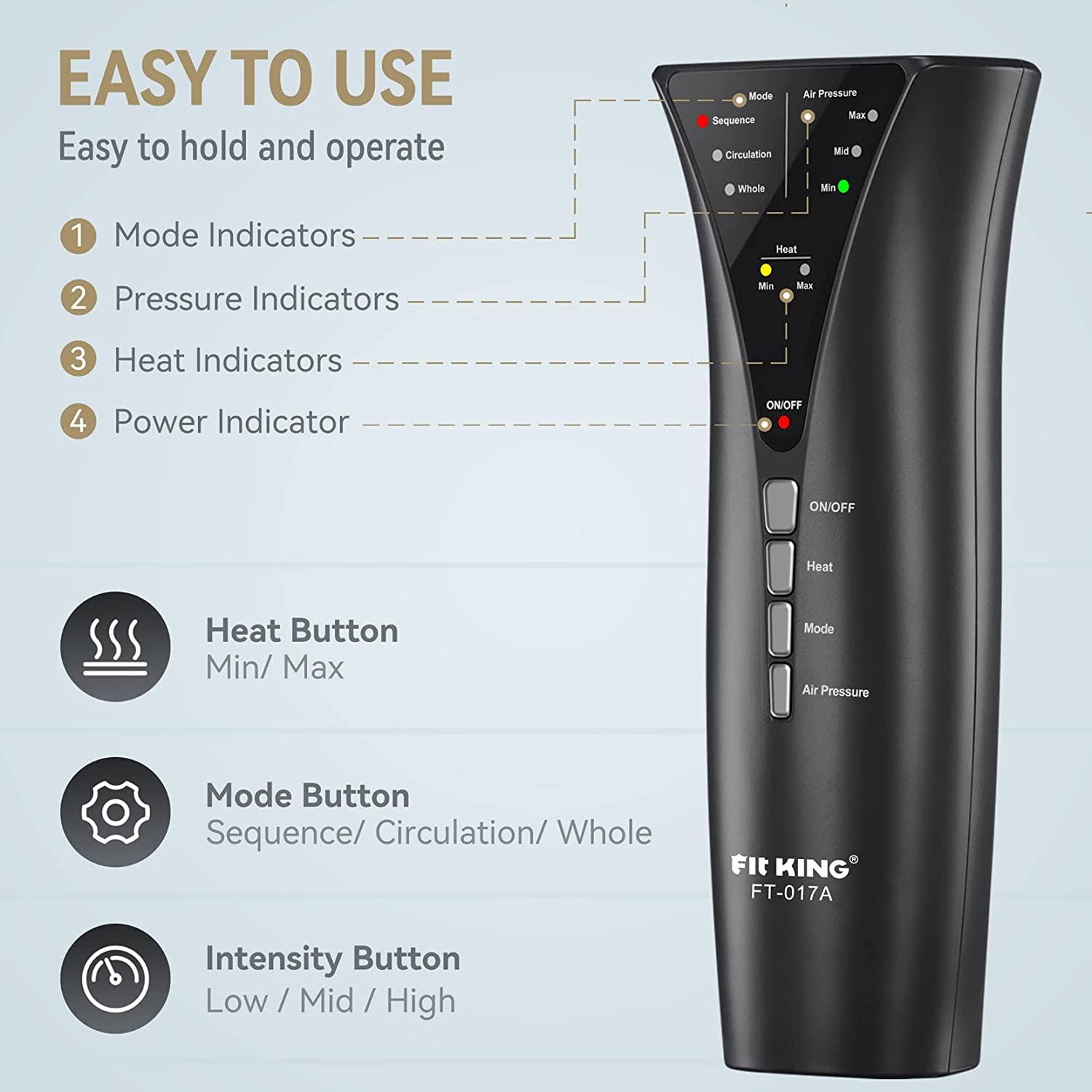 FIT KING Leg Massager with Heat - Circulation Calf Massager | 3 Modes ...