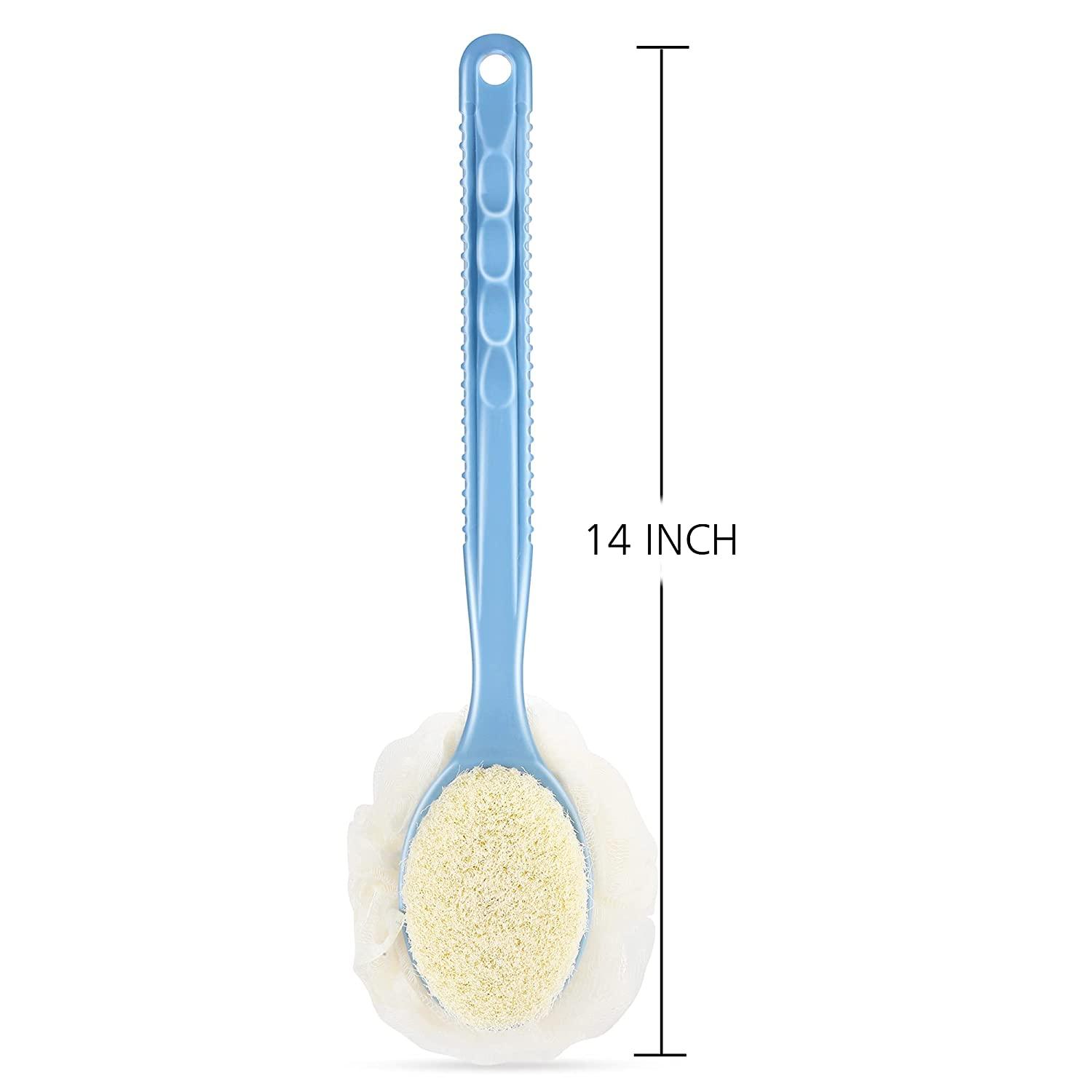 Shower Body Brush with Bristles and Loofah Back Scrubber - Long Handle ...