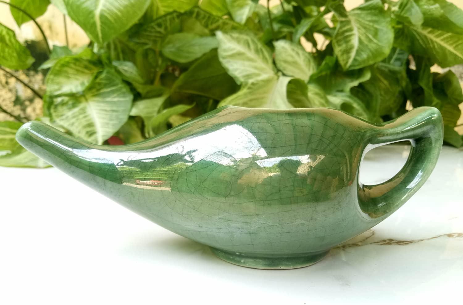 Ancient Impex Ceramic Neti Pot with 5 Sachets of Neti Salt - Natural ...